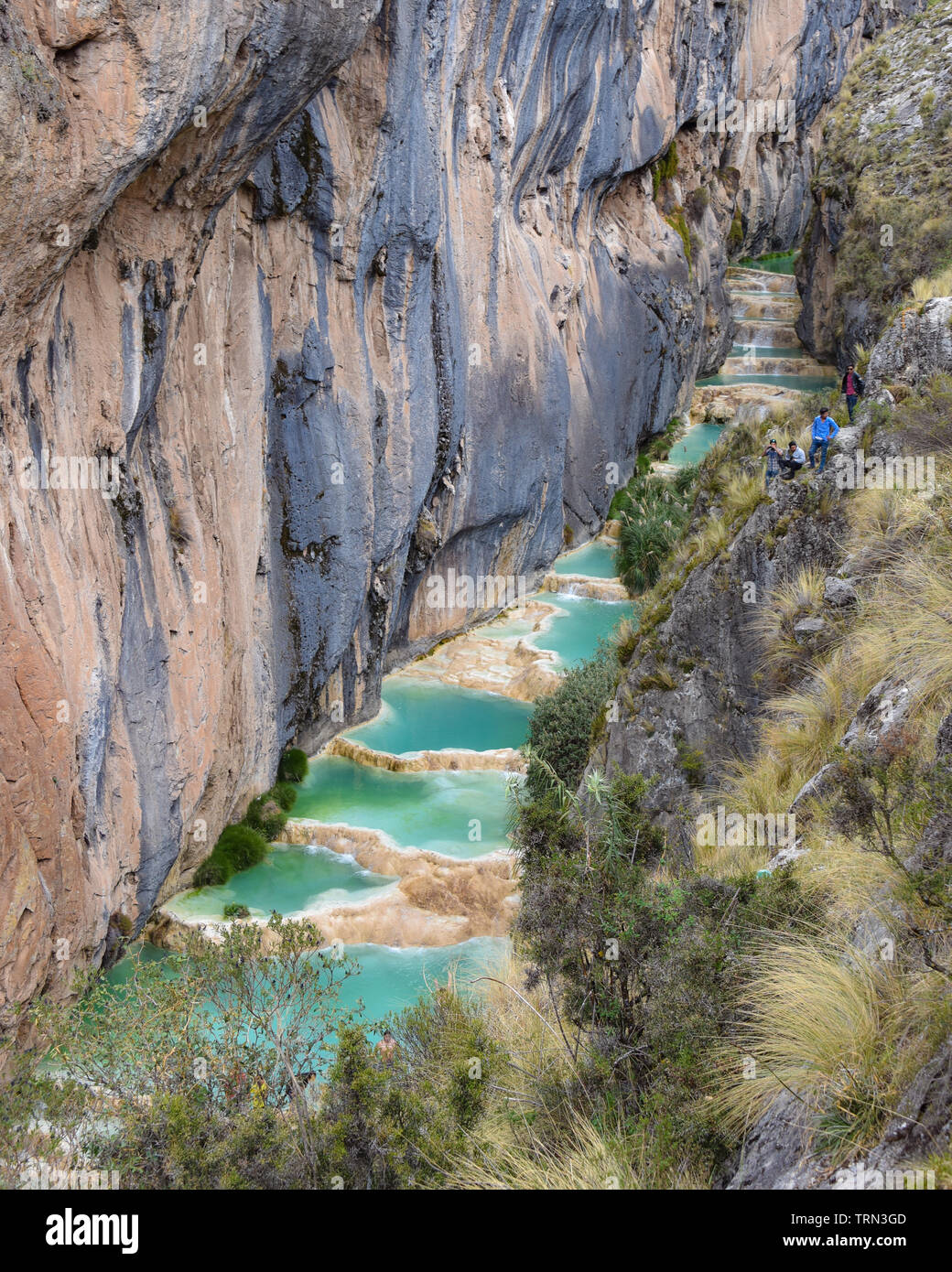 Millpu Lagoon, a series of stunning natural turqoise pools, near the ...
