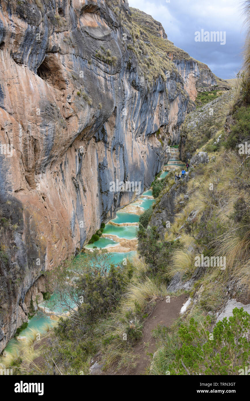 Millpu Lagoon, a series of stunning natural turqoise pools, near the ...