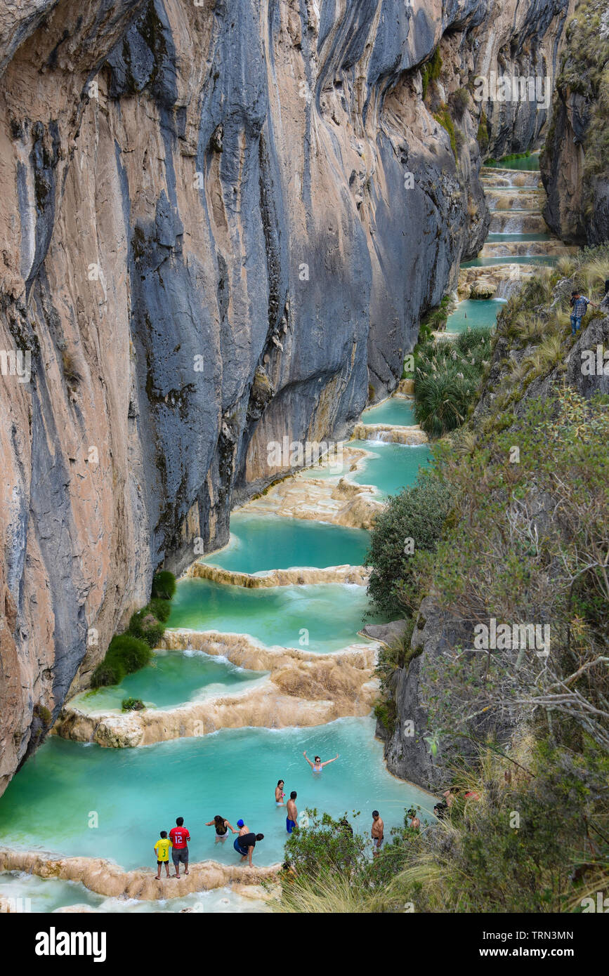 Millpu Lagoon, a series of stunning natural turqoise pools, near the ...