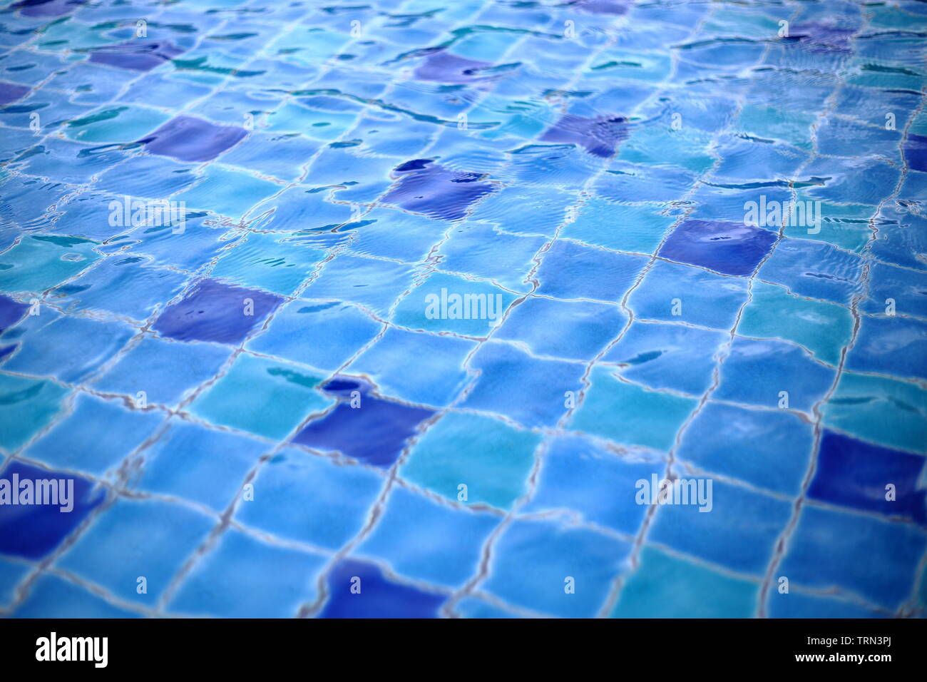 wave of swimming pool water surface. open water body blown by strong ...