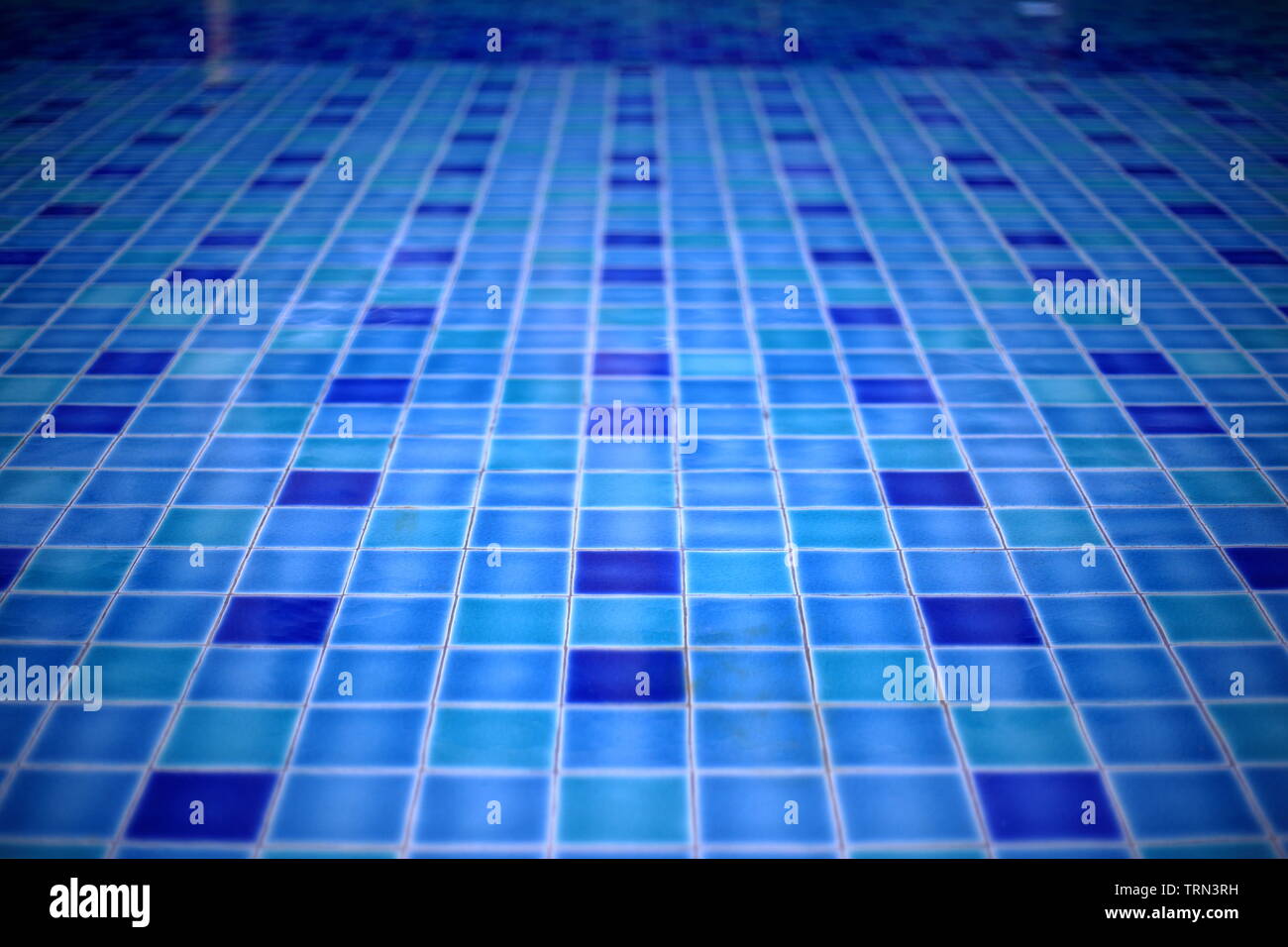swimming pool ceramic tiles covered in clear water. light blue tiles ...