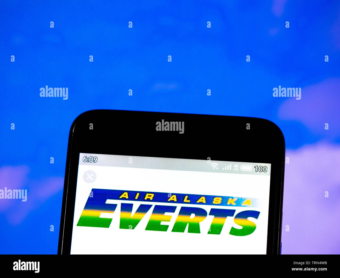 In this photo illustration the Everts Air logo is seen displayed on a ...