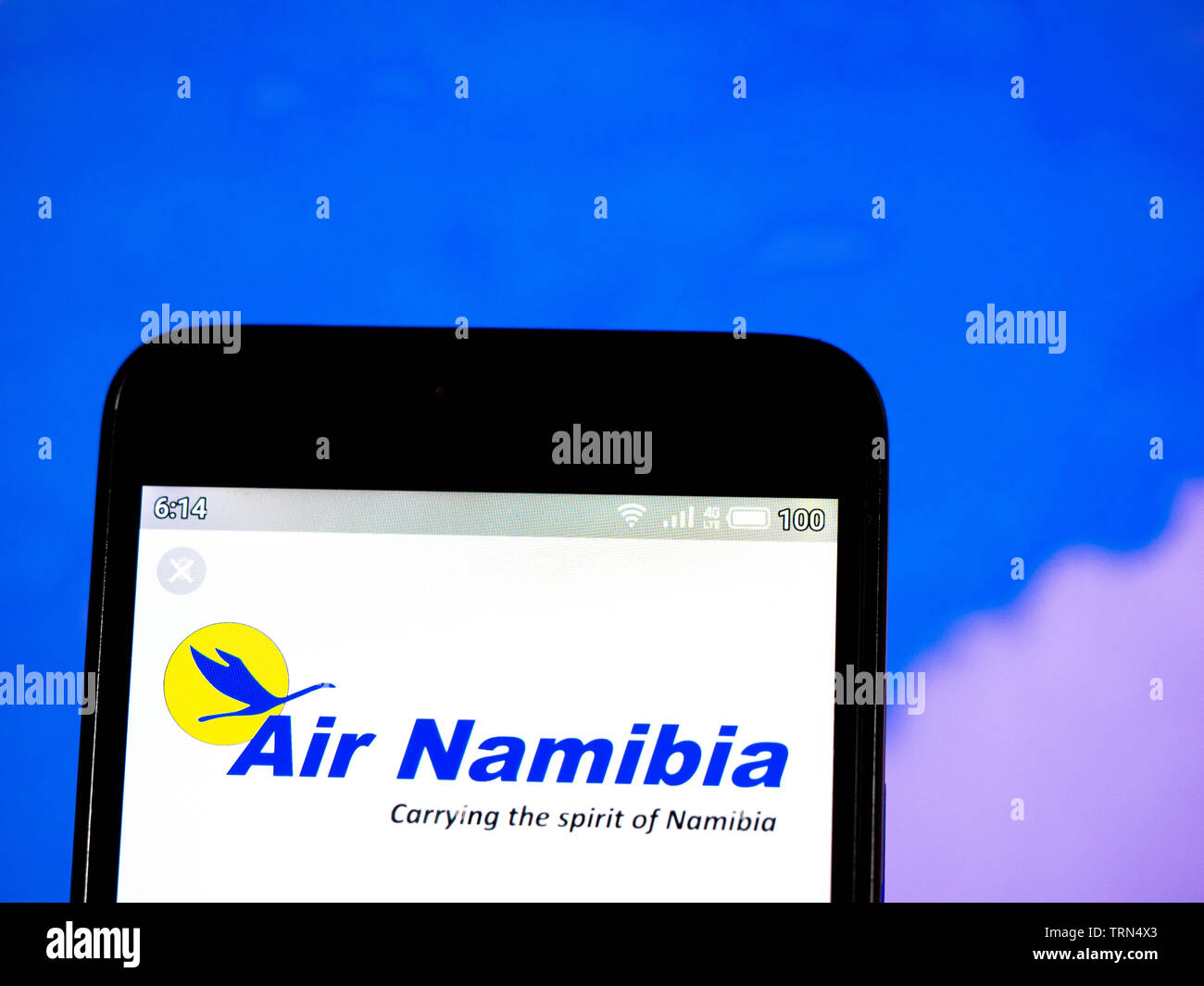 In this photo illustration the Air Namibia logo is seen displayed on a ...