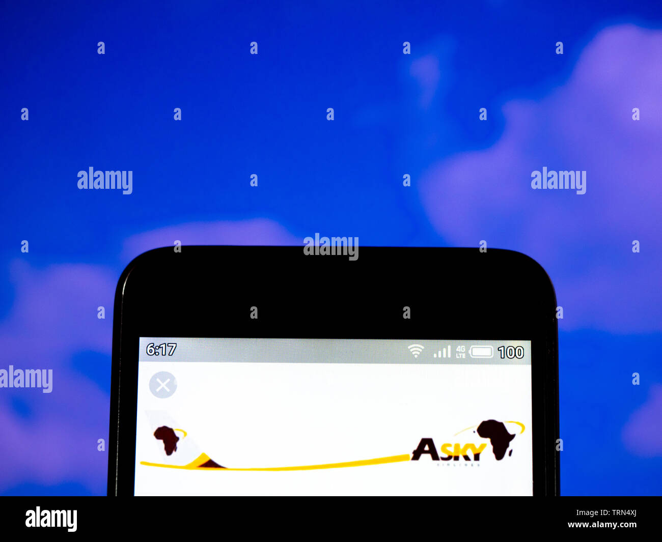 In this photo illustration the ASKY Airlines logo is seen displayed on ...