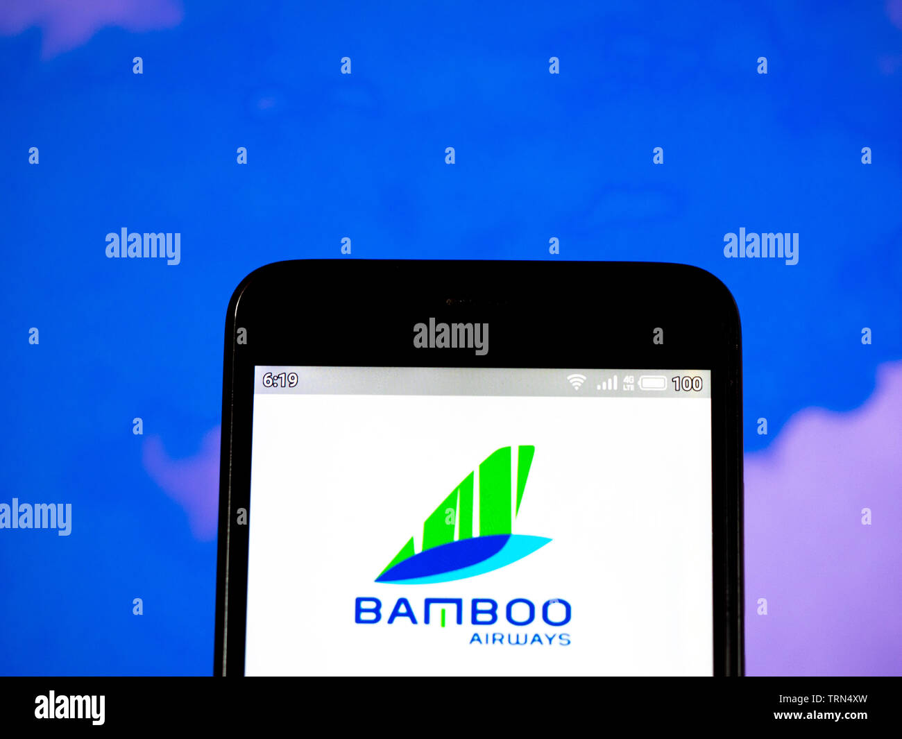In this photo illustration the Bamboo Airways logo is seen displayed on ...