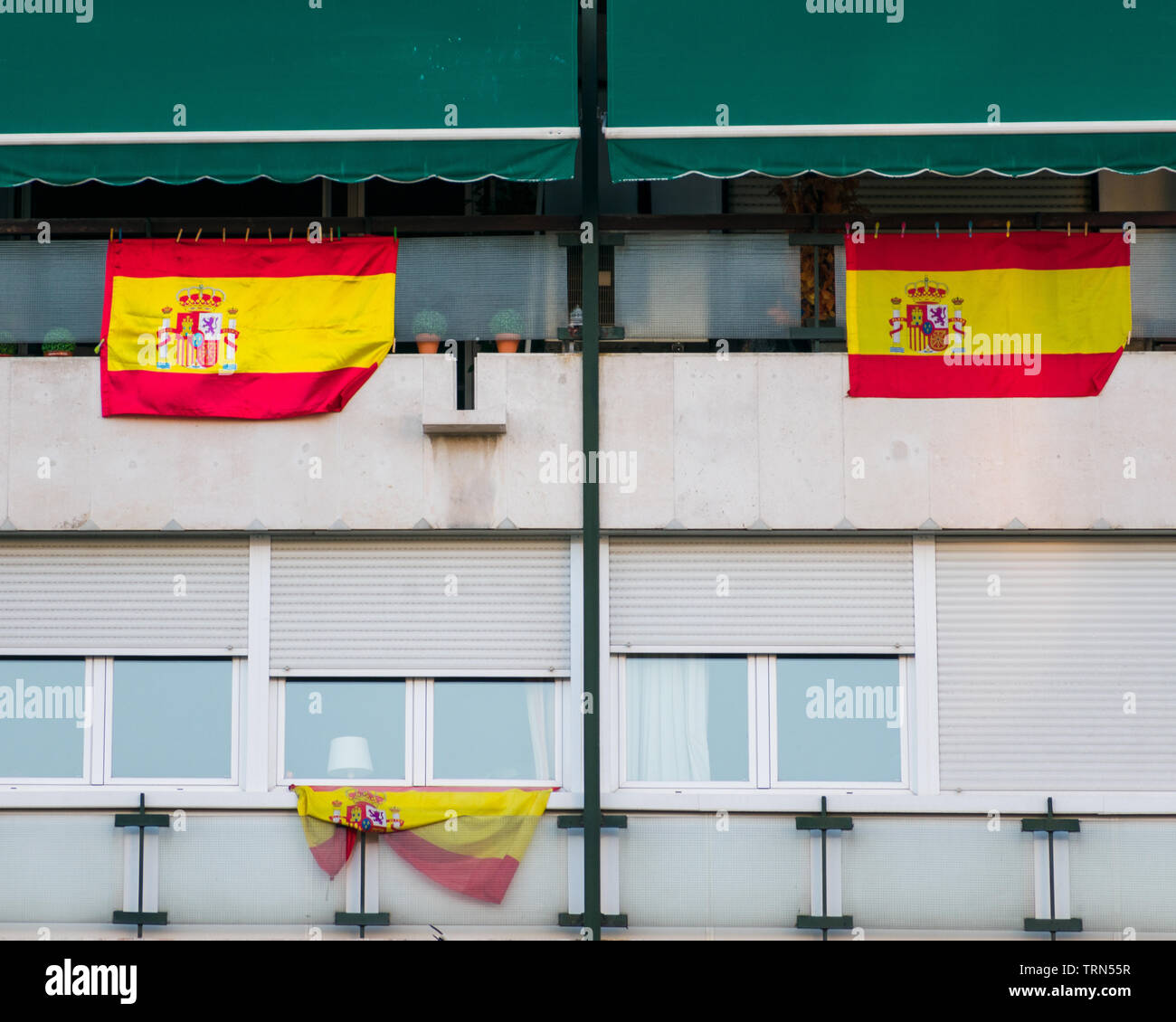 Detail of Facade building working class Madrid, Spain Stock Photo - Alamy