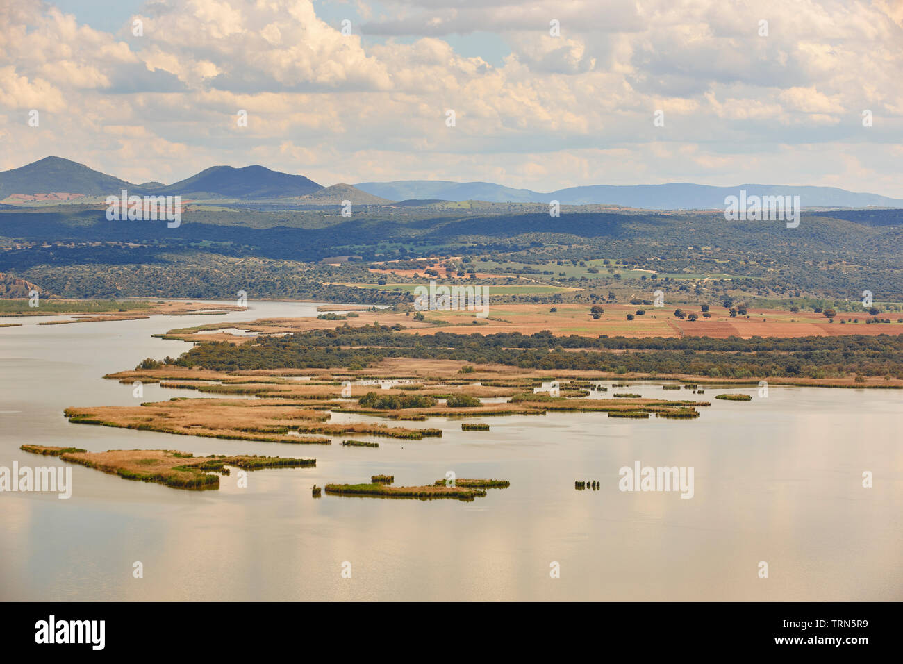 Spanish landscape with river meanders and marshes in Toledo. Spain ...