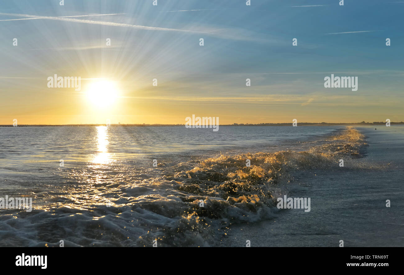 beautiful sunset on the waves ot Atlantic Ocean in France Stock Photo ...