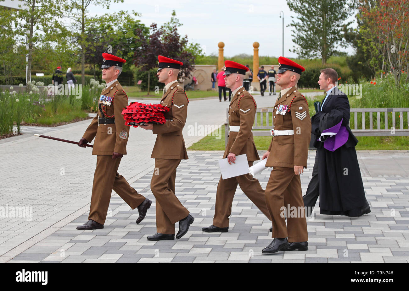 AIREWAS, ENGLAND. 01 JUNE 2019: Serving members and veterans of the ...