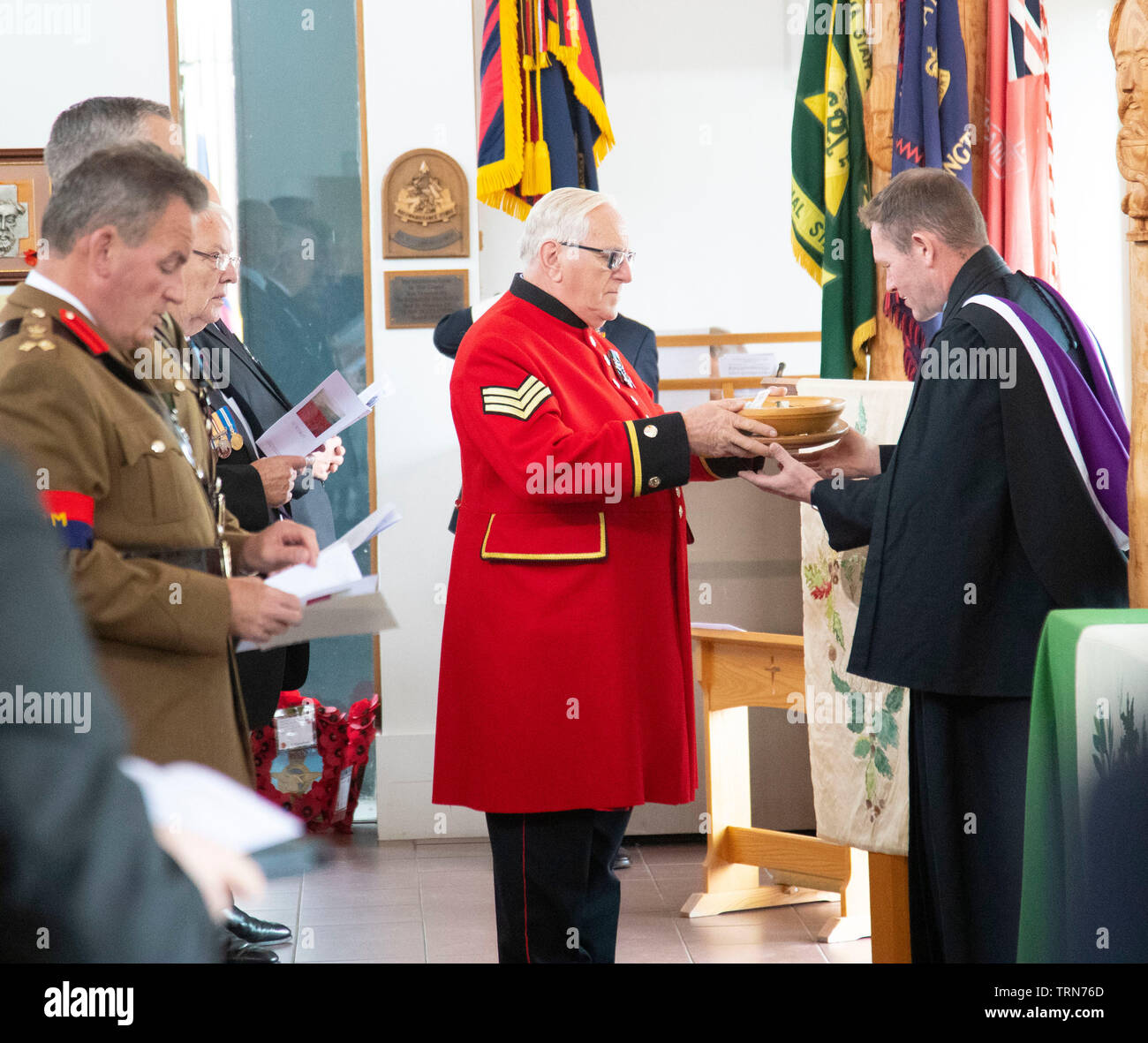 AIREWAS, ENGLAND. 01 JUNE 2019: Serving members and veterans of the ...