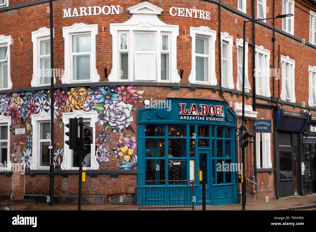Doncaster, UK - May 11 2019: Flower graffiti mural decorates the ...