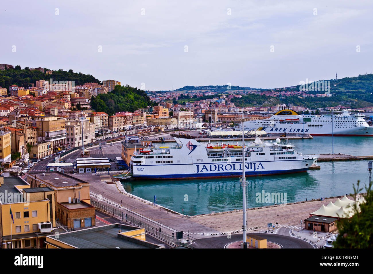 Ancona, Italy - June 8, 2019: The harbor of Ancona with cruise liner ...