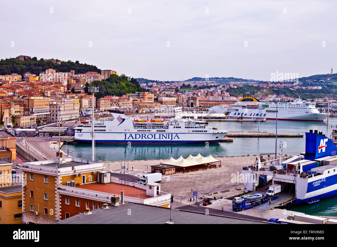 Ancona, Italy - June 8, 2019: The harbor of Ancona with cruise liner ...
