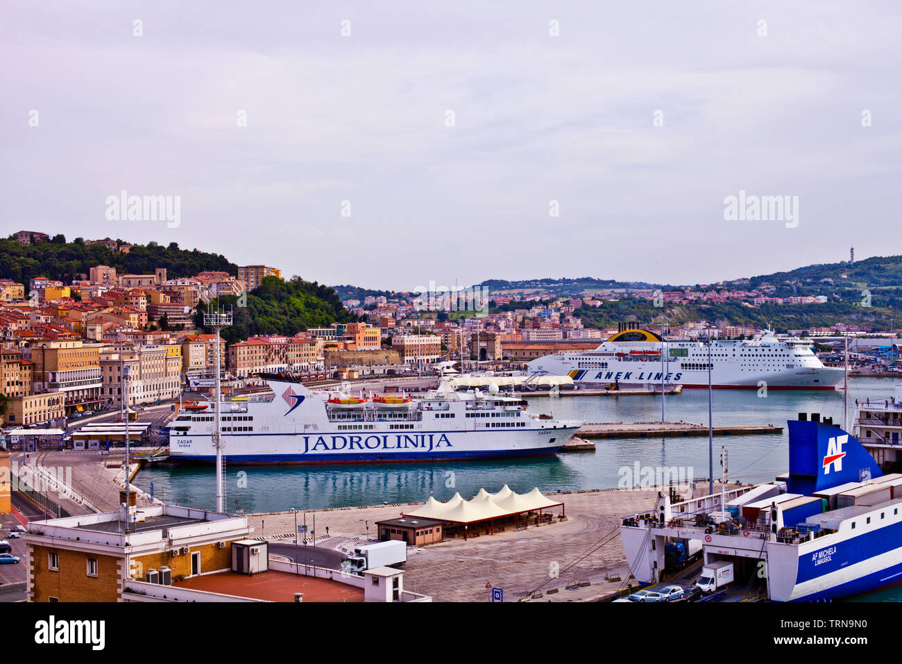 Ancona, Italy - June 8, 2019: The harbor of Ancona with cruise liner ...