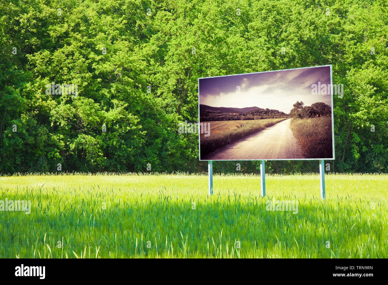 A advertising billboard shows the Tuscany landscape (Italy) - I'm the ...
