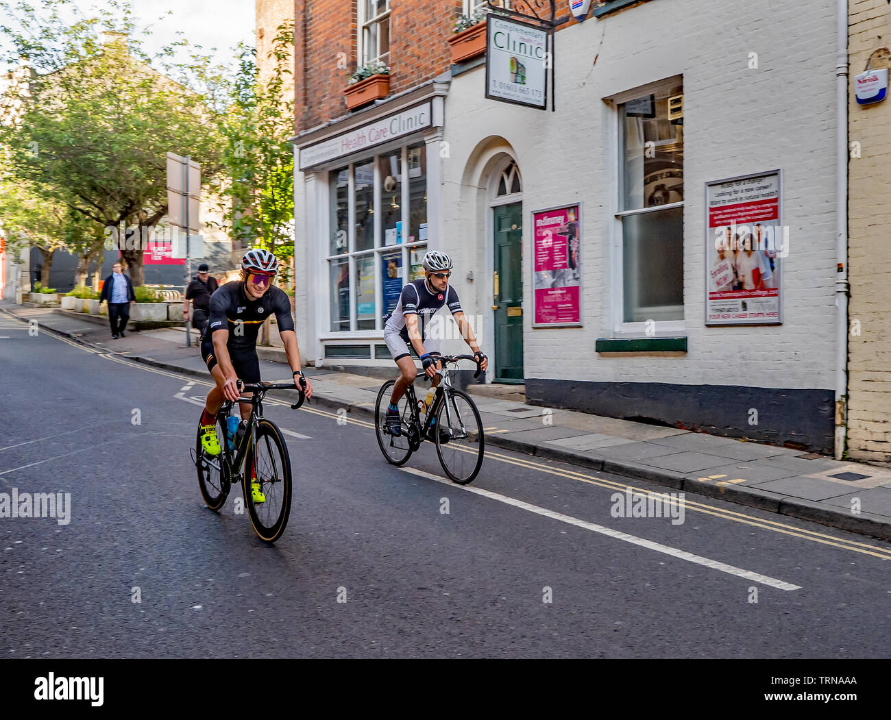 2019, Norwich 100 bike ride: Two male cyclists heading out of Norwich ...