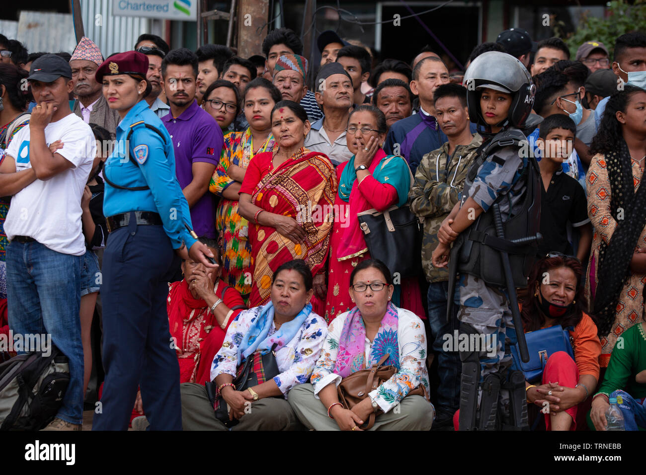 Kathmandu, Nepal, 9 June, 2019. The crowd of peoples gathered to watch ...