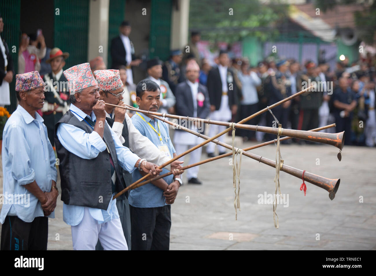 Kathmandu, Nepal, 09 June, 2019. Peoples participate in traditional ...