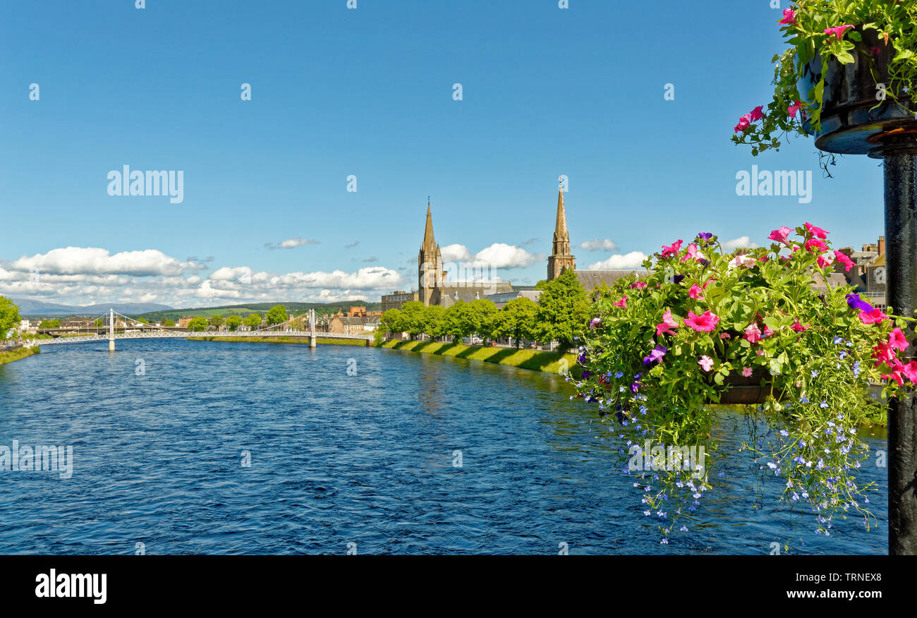 INVERNESS CITY SCOTLAND CENTRAL CITY VIEW OVER RIVER NESS FROM NESS ...