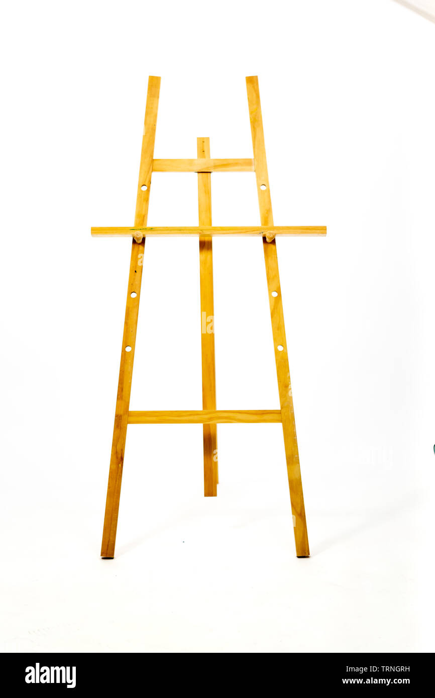 Artist's easel for painting on white background Stock Photo - Alamy