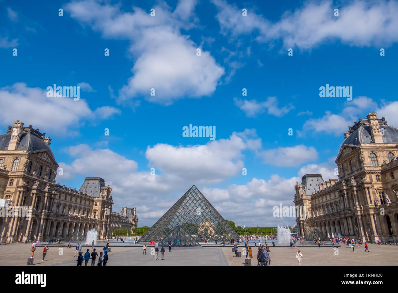 France. Summer sunny weather in Paris. The famous courtyard of the ...