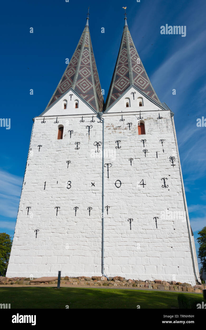 white medieval church in rural denmark Stock Photo - Alamy