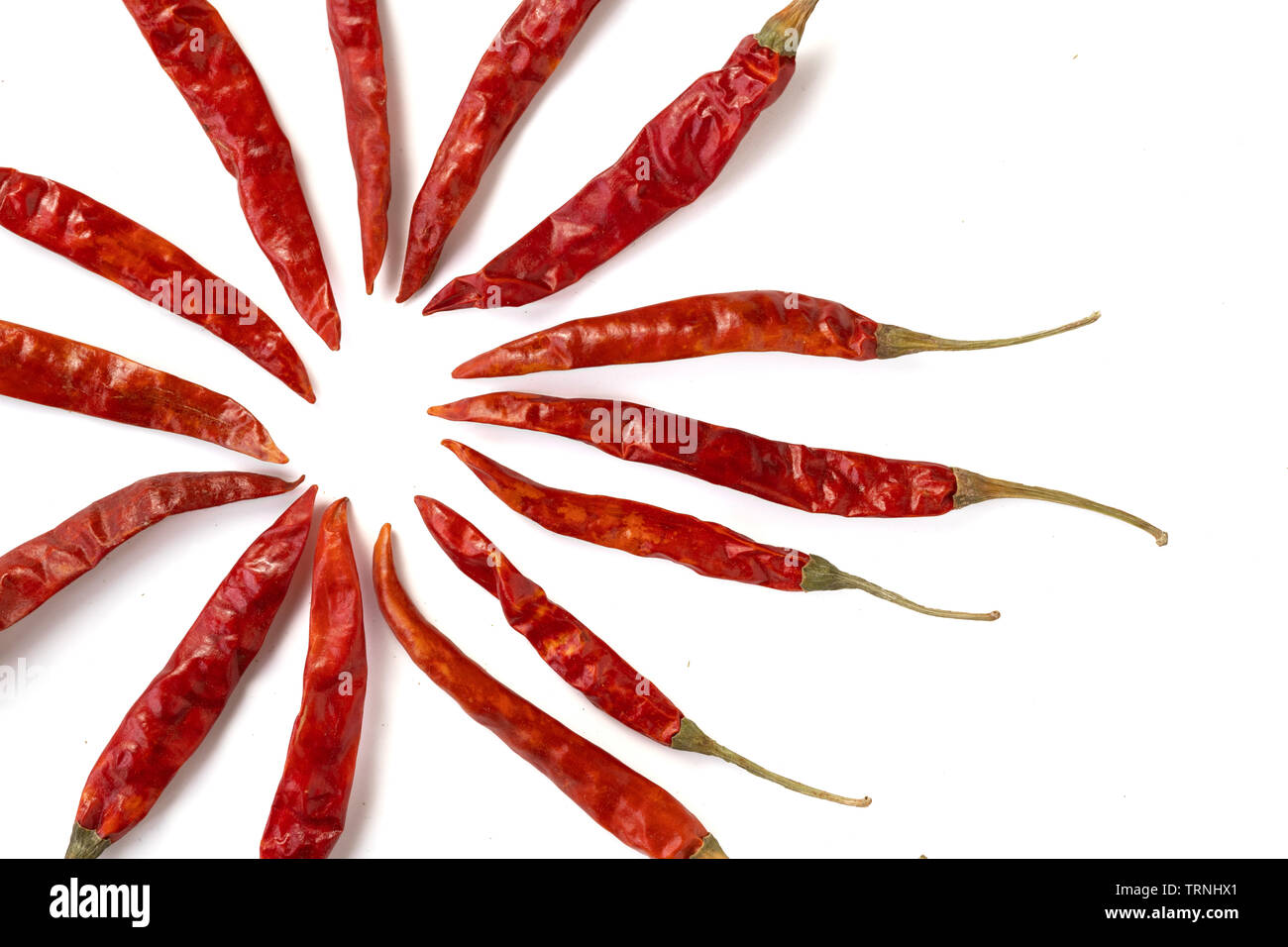 Red dried chilly or chill in group isolated on white background Stock ...