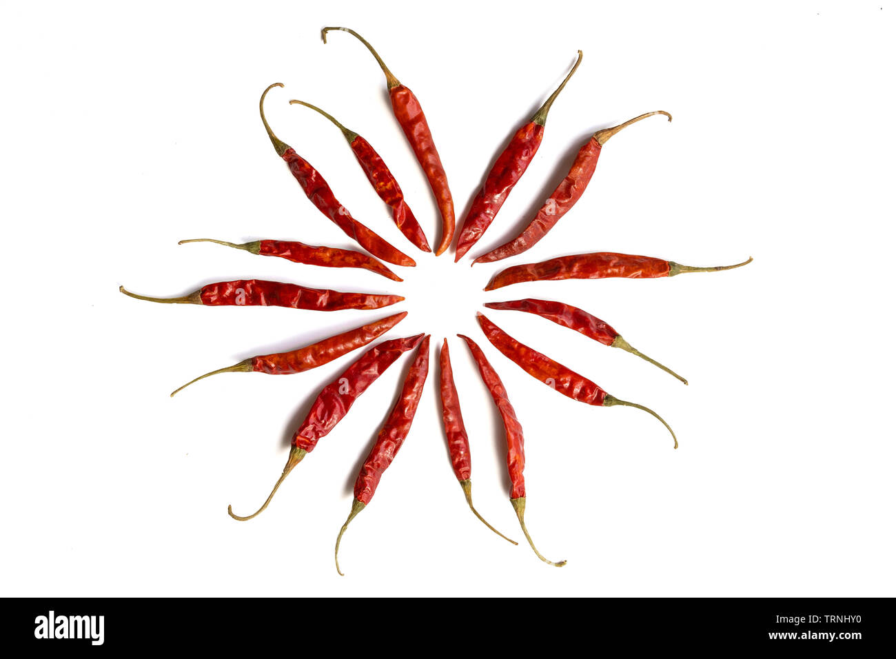 Red dried chilly or chill in group isolated on white background Stock ...