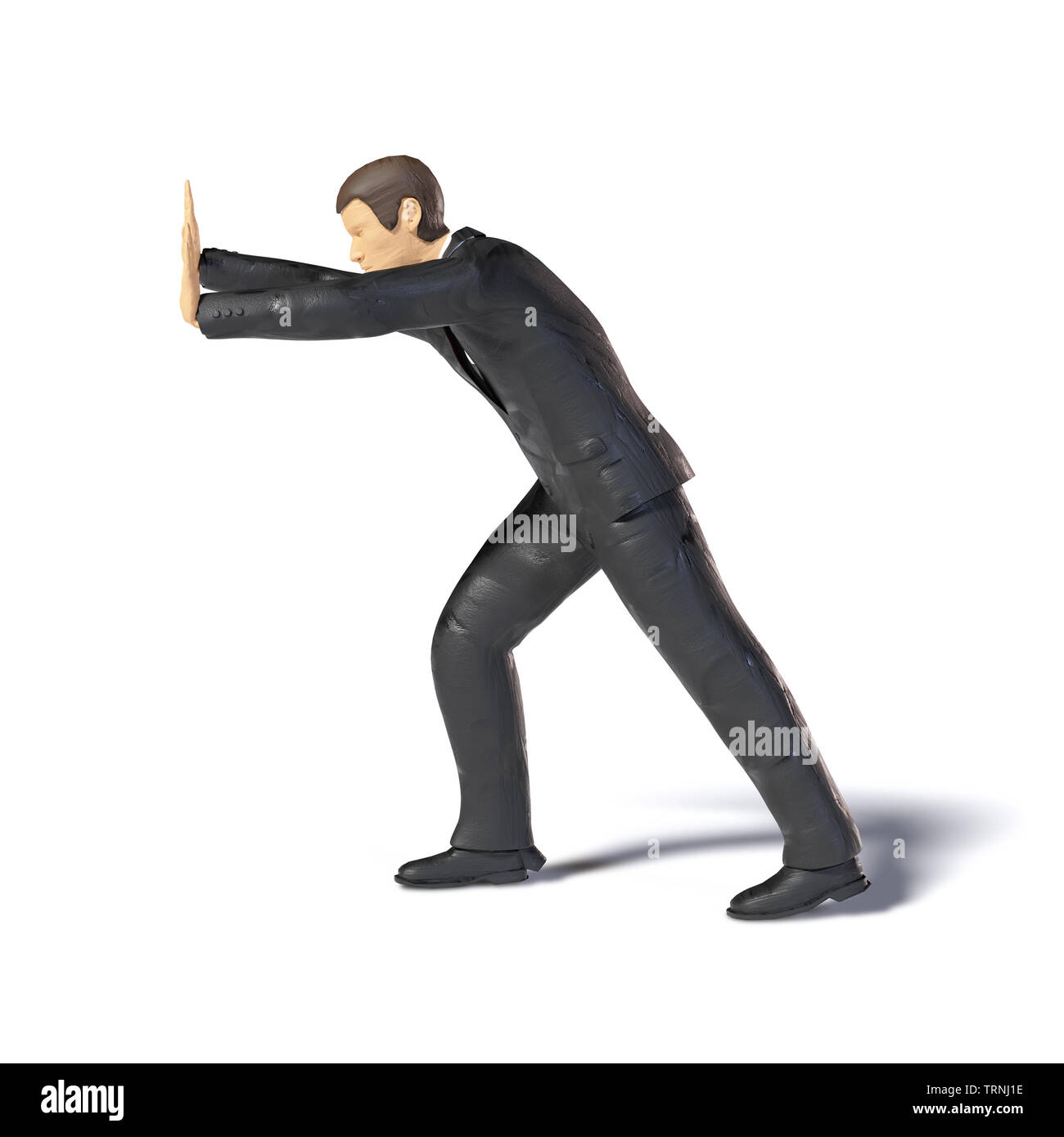 toy miniature businessman pushing figure lifting, figurine concept ...