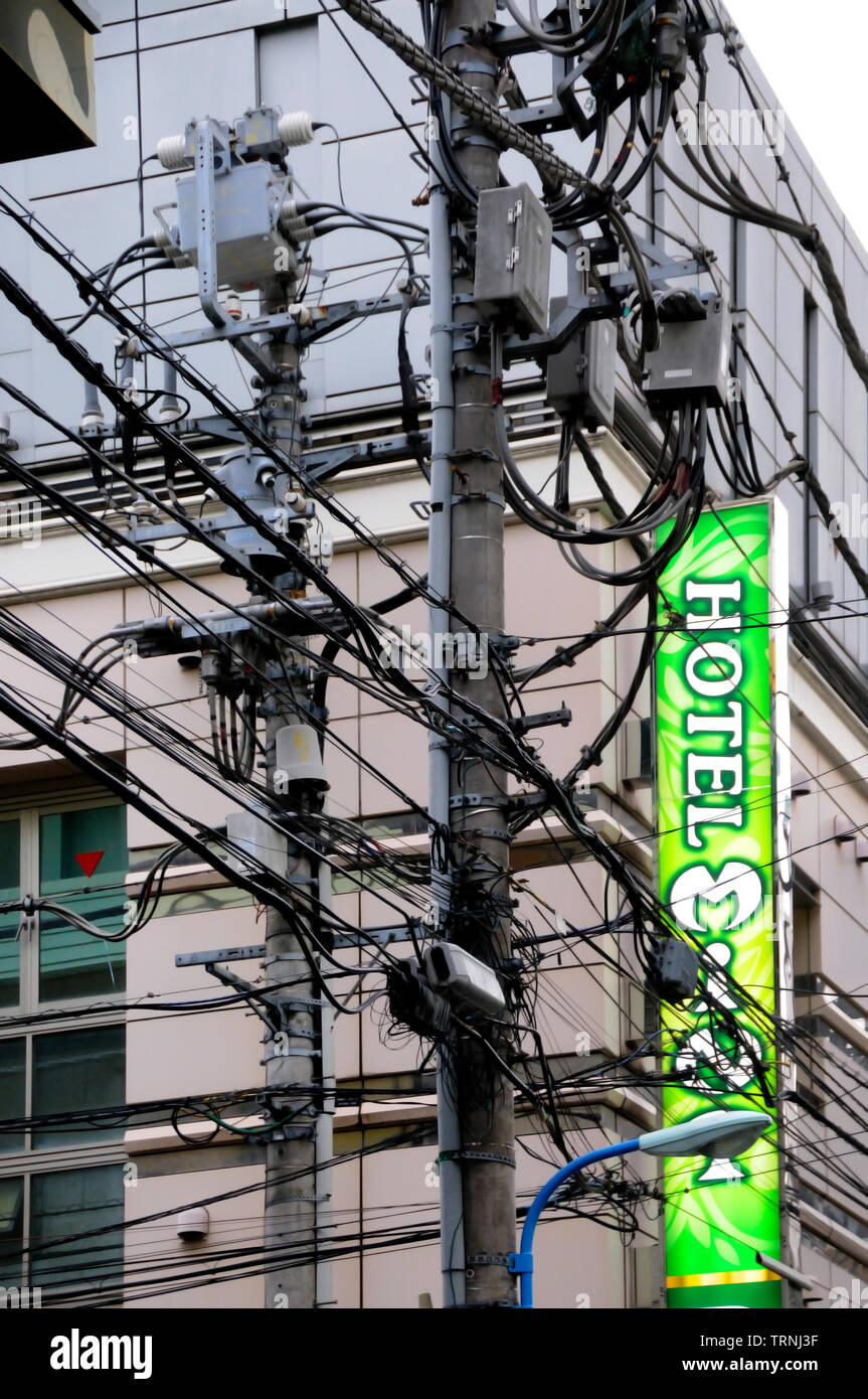 Electricity Poles Tokyo Japan Stock Photo - Alamy