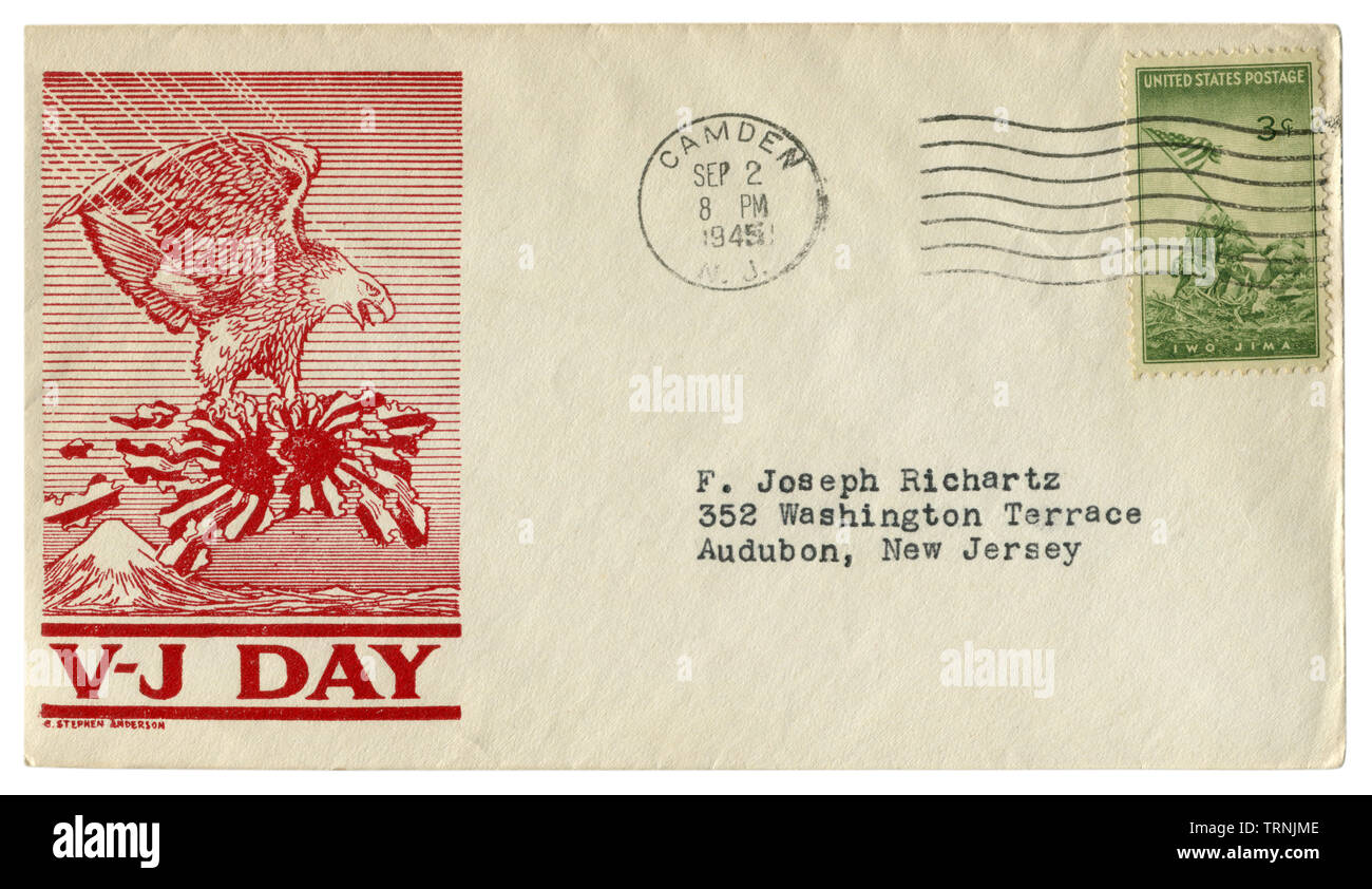 Camden, New Jersey, The USA - 2 September 1945: US historical envelope ...