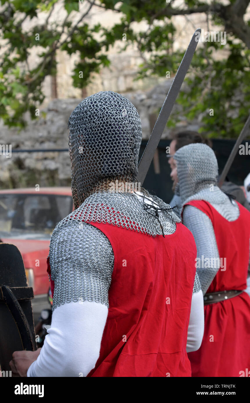 Old town, Rhodes, Greece - June 01, 2019: Annual Medieval Rose Festival ...