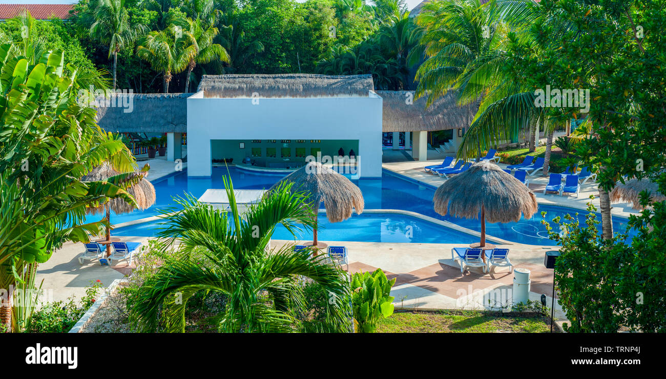 Overview of a touristic village in Tulum, in the Mexican Yucatan ...