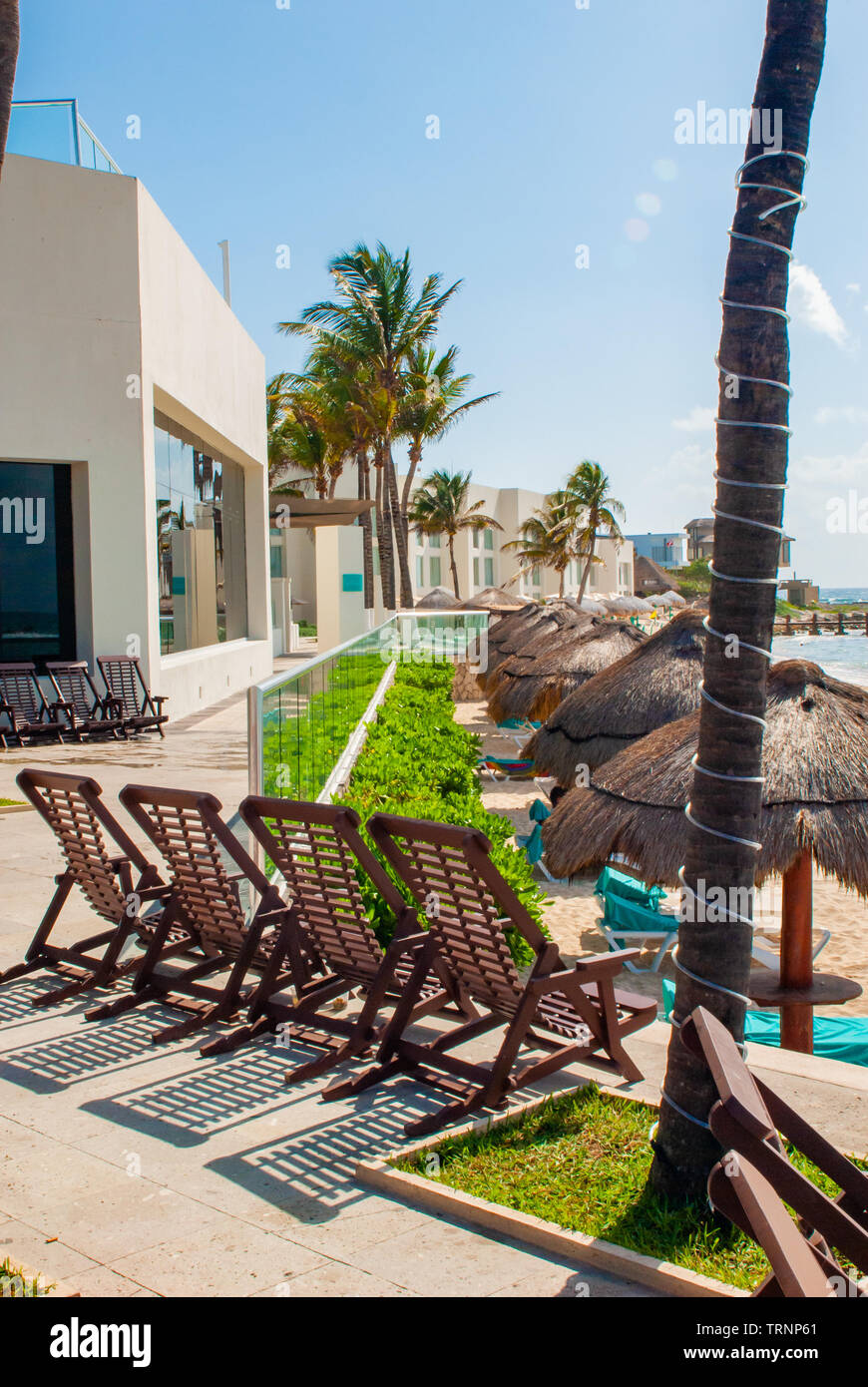 Details of a tourist village in Tulum, in the Mexican peninsula of ...
