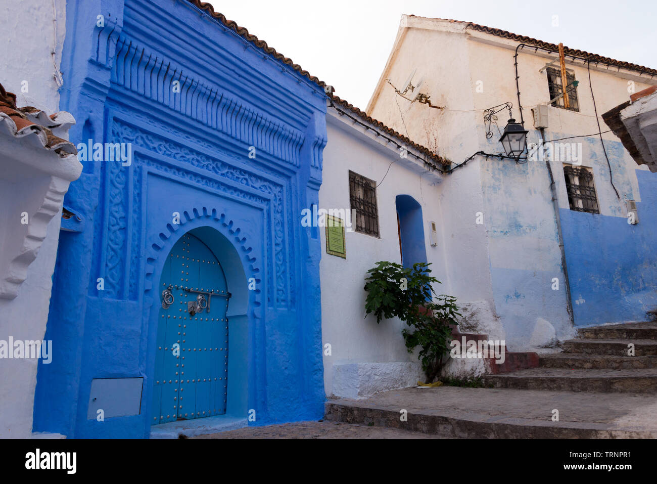 front door in blue town chefchaouen, morocco Stock Photo - Alamy