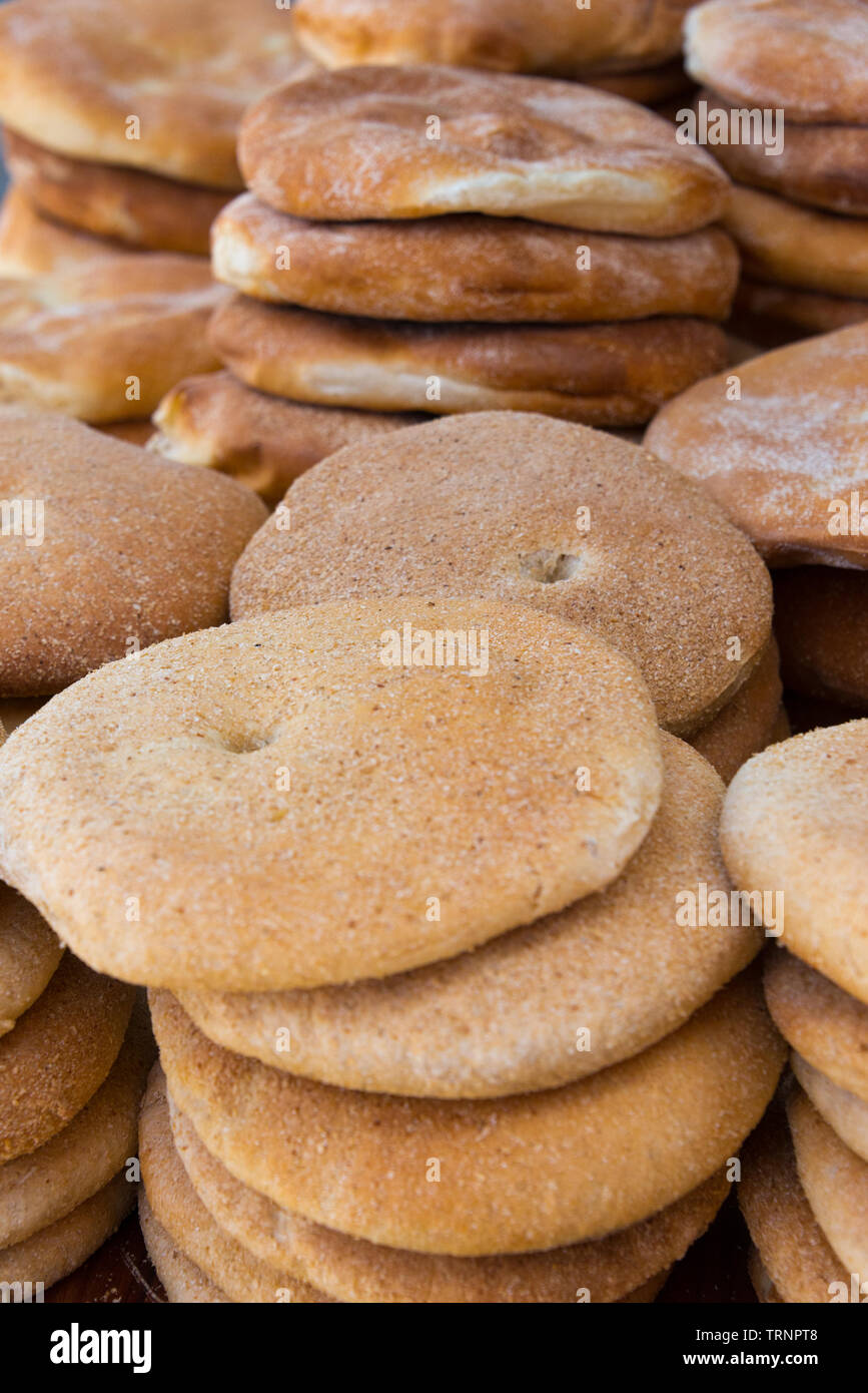 loafs of traditionsl khobz bread in bakery in morocco Stock Photo - Alamy