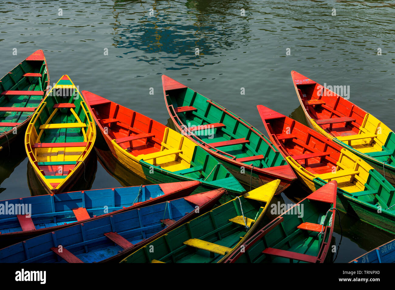 The Boats of Nepal,Colorful Row Boats In Famous Phewa Lake Pokhara ...