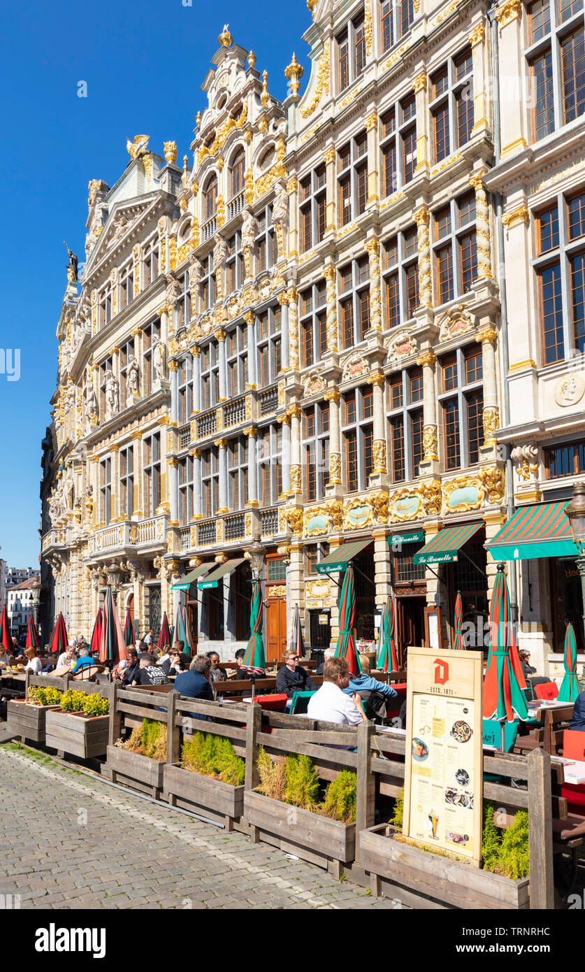Brussels grand place Brussels ornate gables on guild halls with shops ...