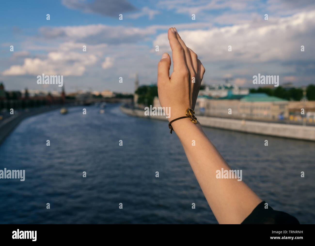 Hand touching cloud hi-res stock photography and images - Alamy