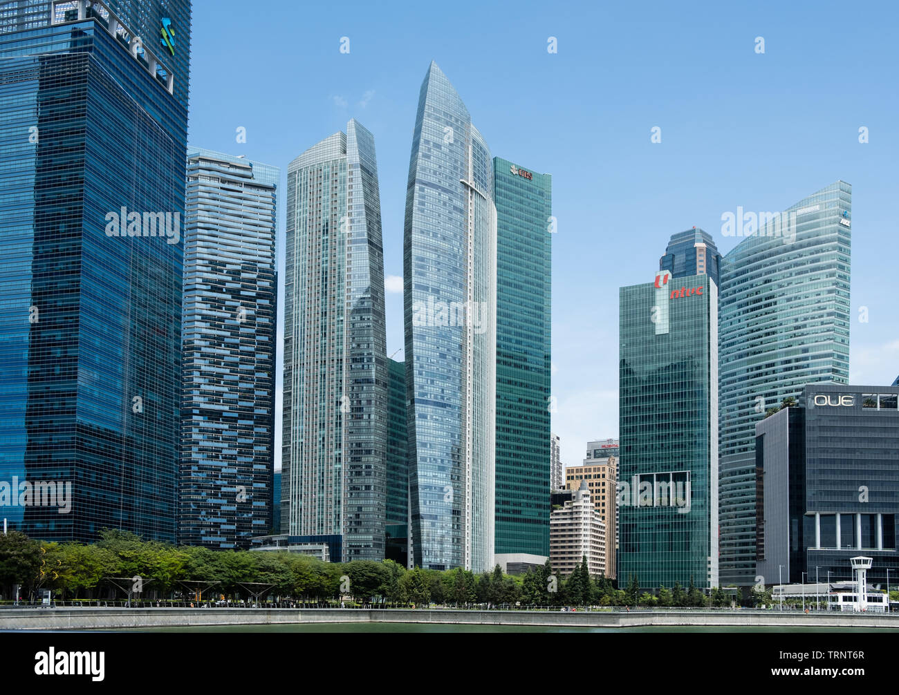 Singapore-13 APR 2019:Singapore marina bay CBD area skyline view Stock ...