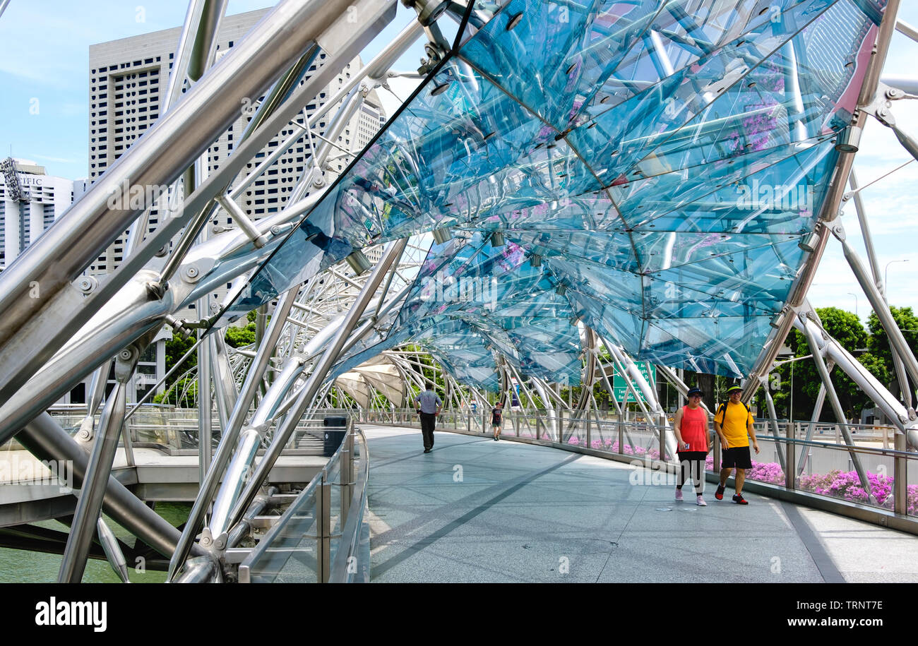 Singapore-13 APR 2019:Helix Bridge or DNA bridge - tourist attraction ...