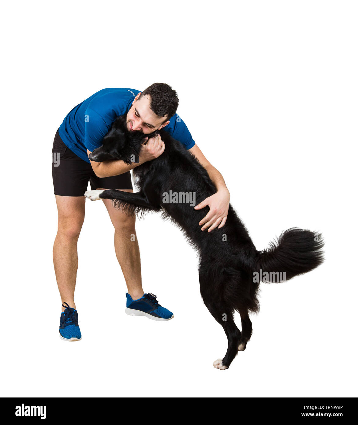 Active happy dog and owner Cut Out Stock Images & Pictures - Alamy