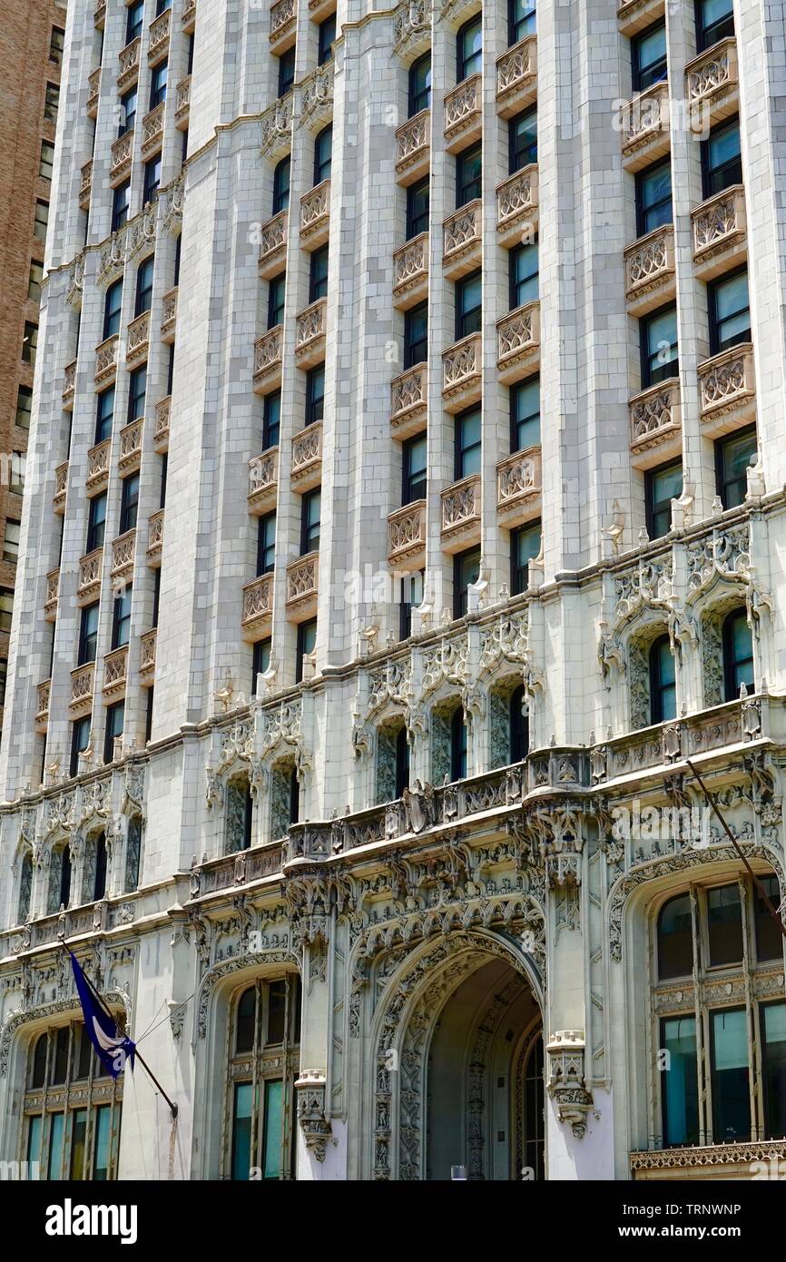 Neo-gothic style exterior of recently cleaned Woolworth building, known ...