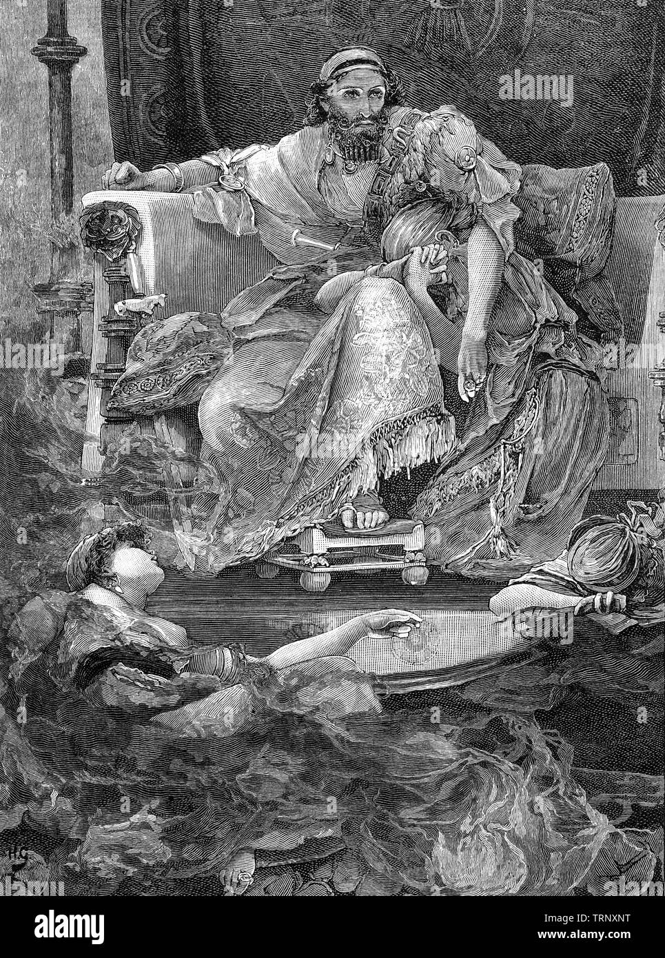 The death of Sardanapalus who was, according to the Greek writer ...