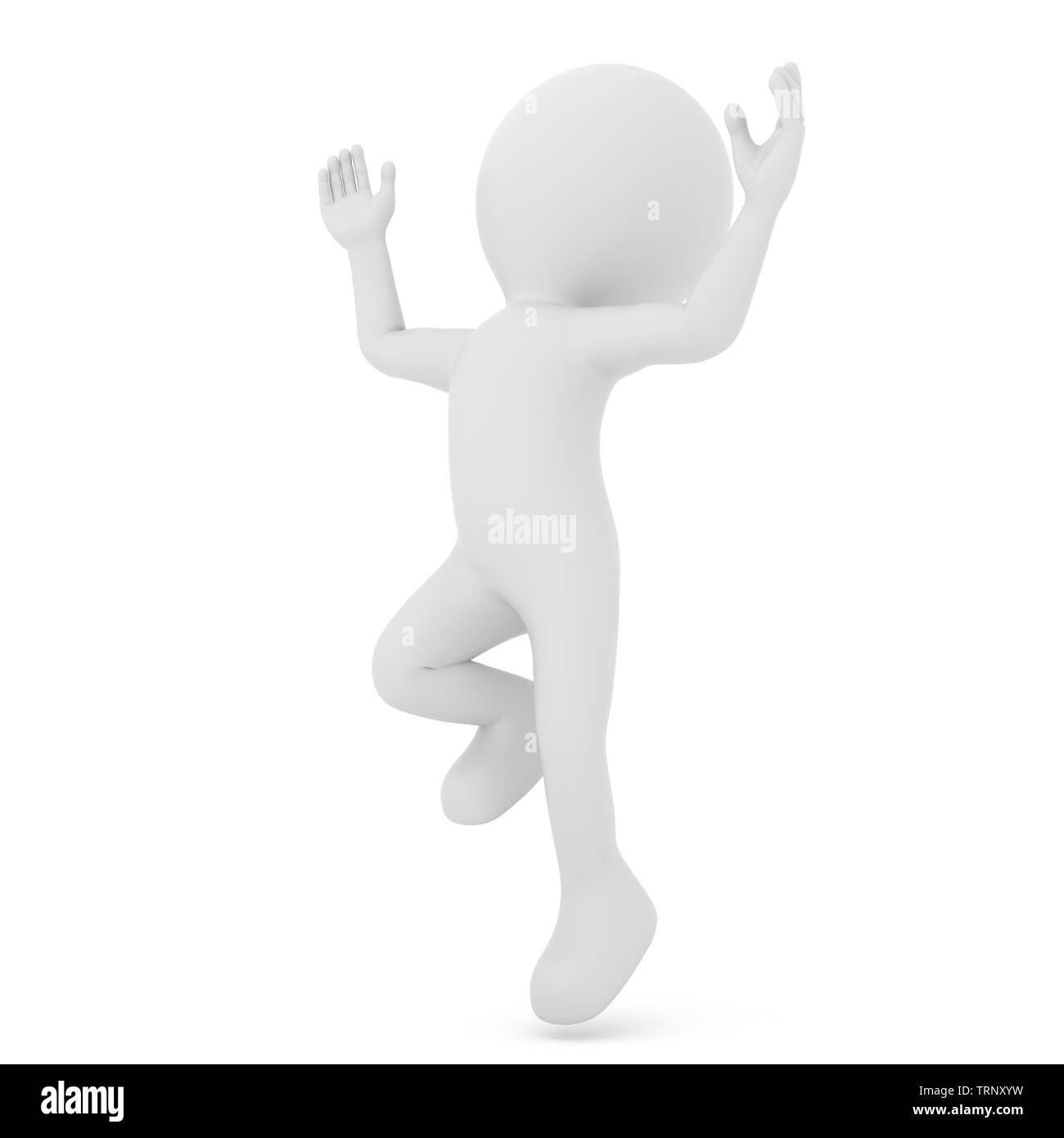 Character happy jump, isolated on white background. 3D rendering Stock ...