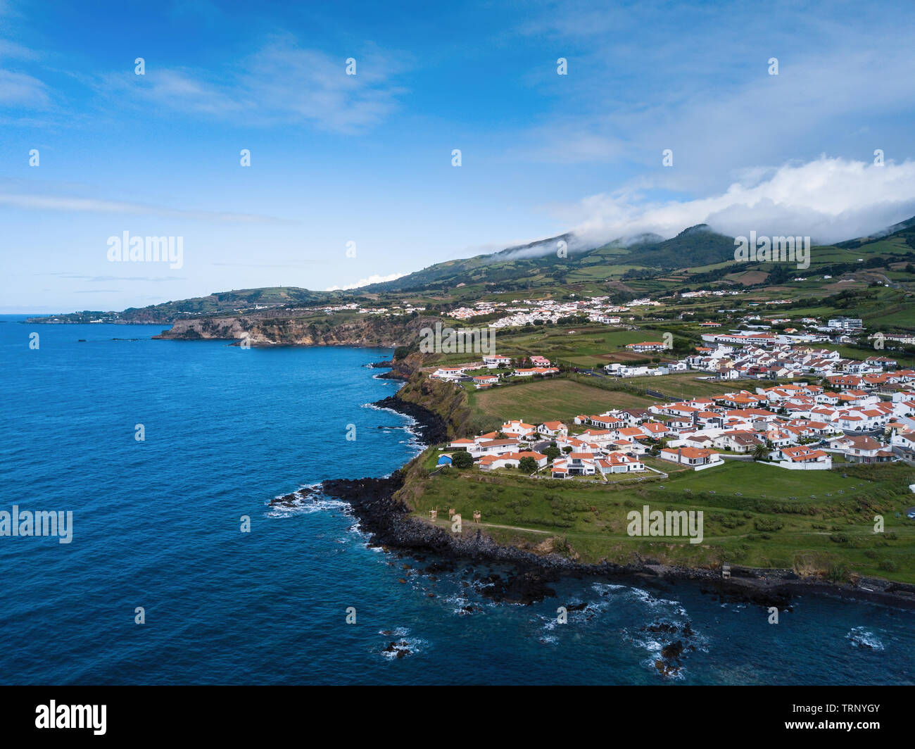 Aerial view of the San Migel island coasts, Azores, Portugal Stock ...