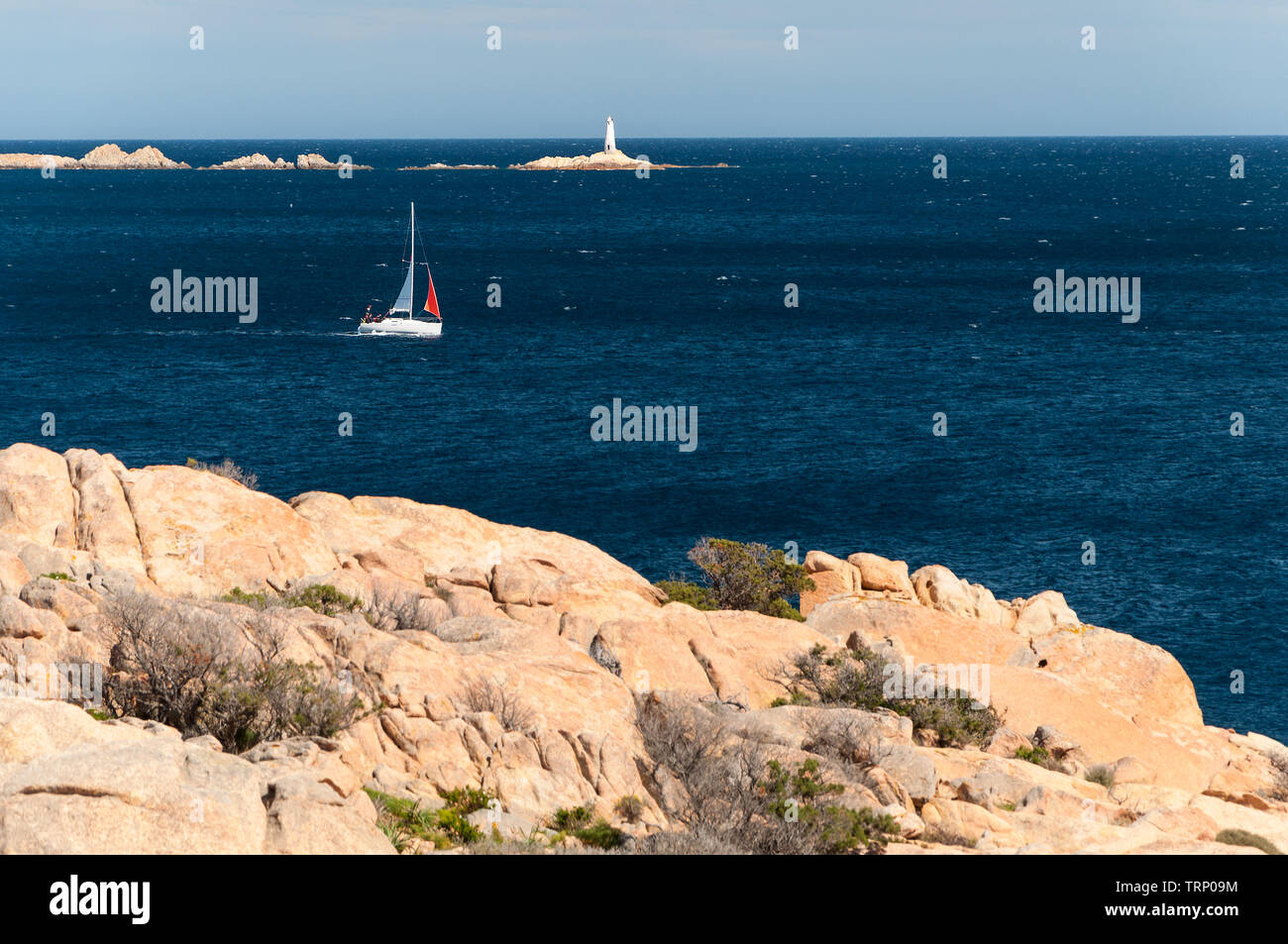 caprera sardinia monaci island with boat Stock Photo - Alamy