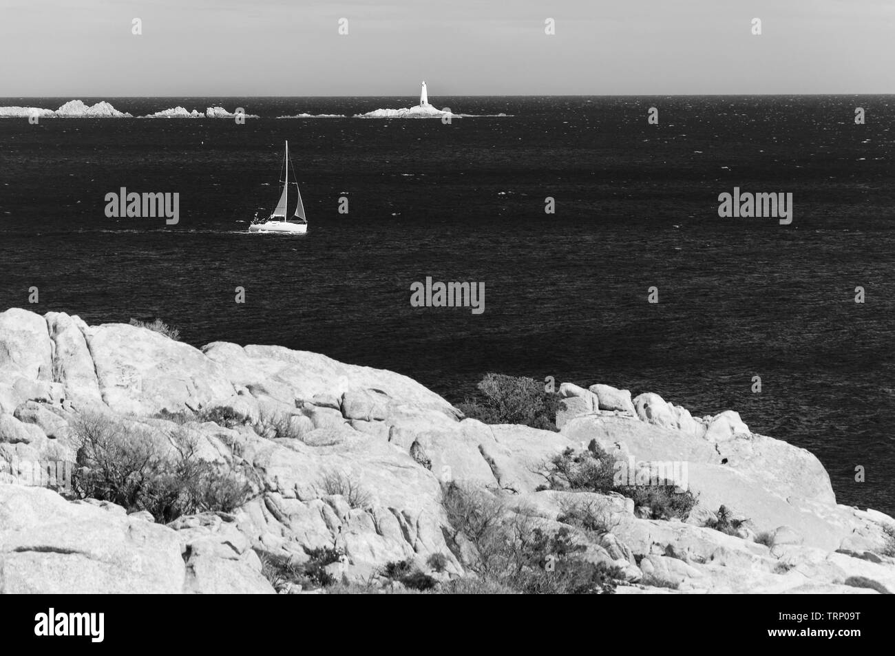 caprera sardinia monaci island with boat Stock Photo - Alamy