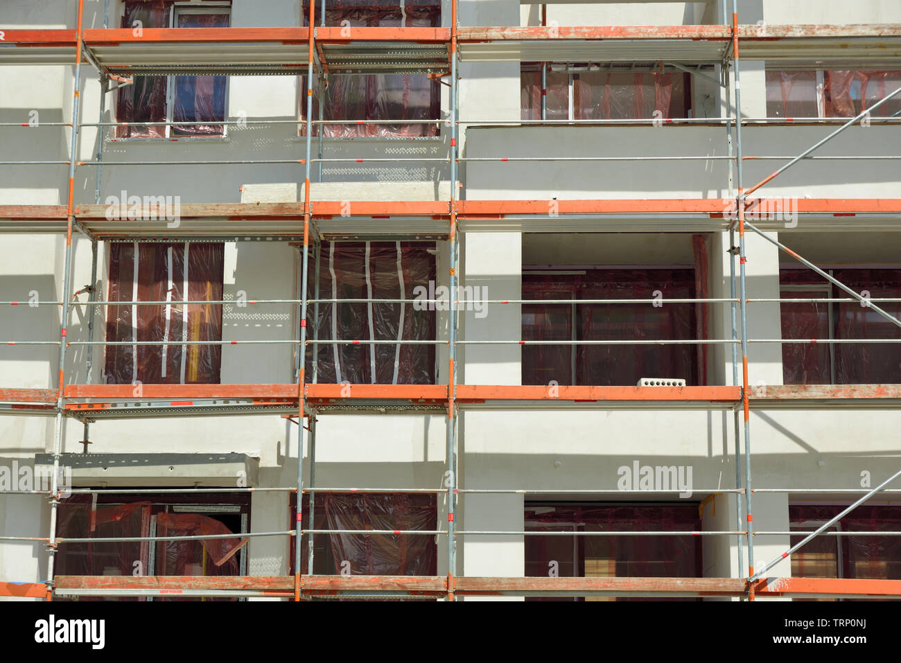 Construction site with scaffolding of a residential building in ...