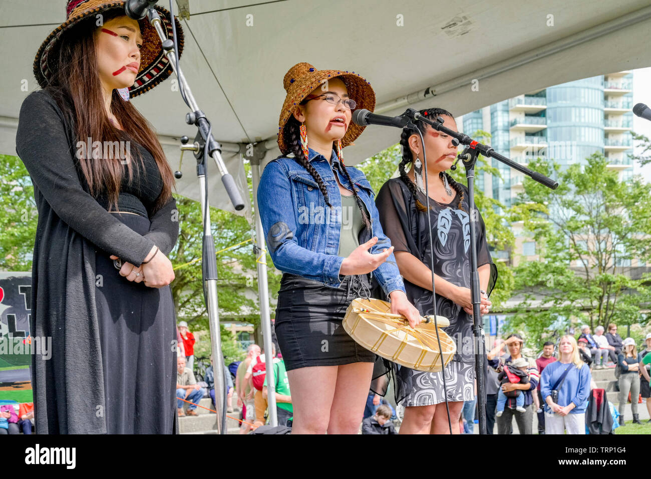 Sii-am Hamilton, Ta'kaiya Blaney and Lorelei Williams speak and sing at ...